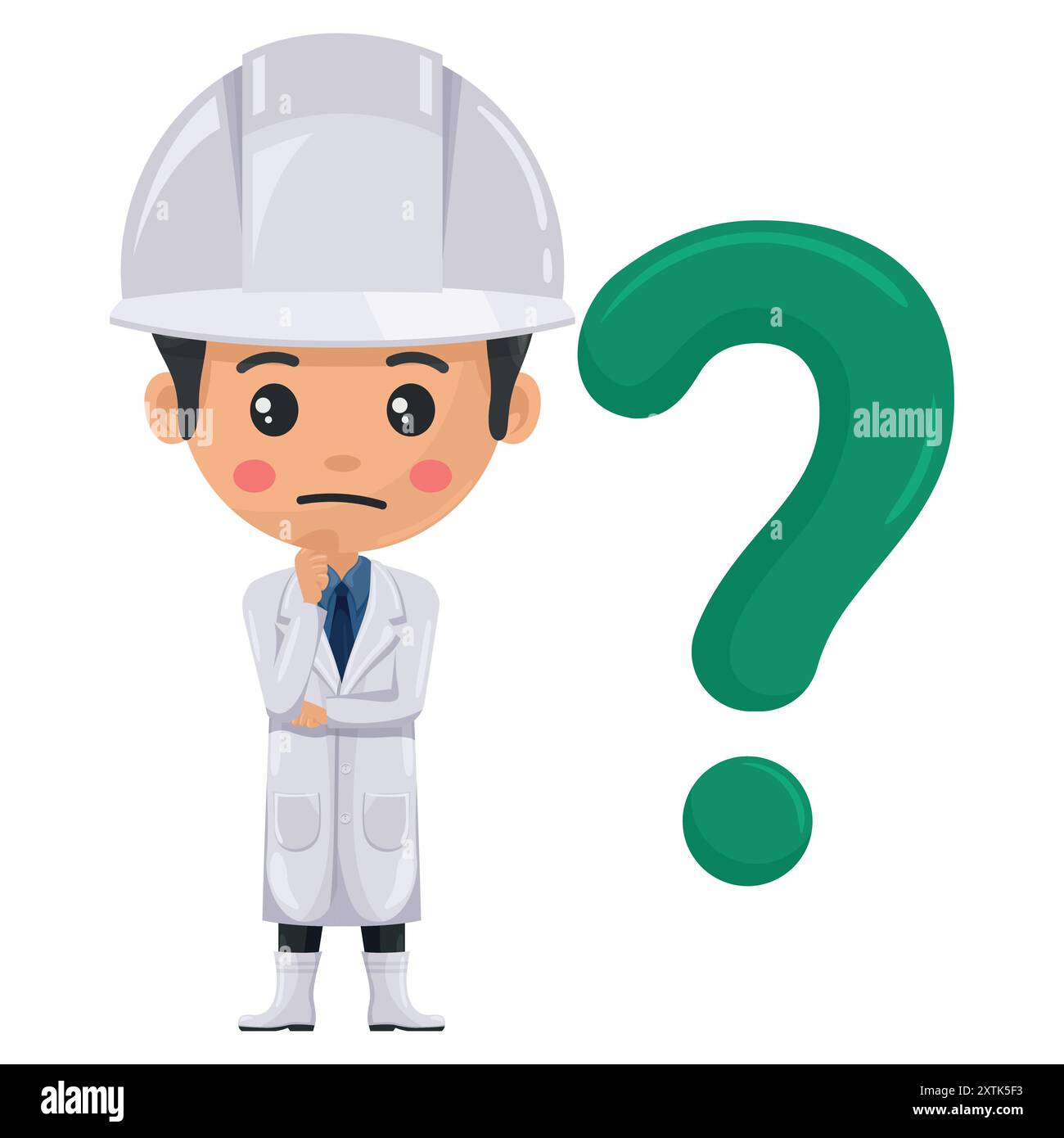 Quality control supervisor expressing doubt, uncertainty with giant ...