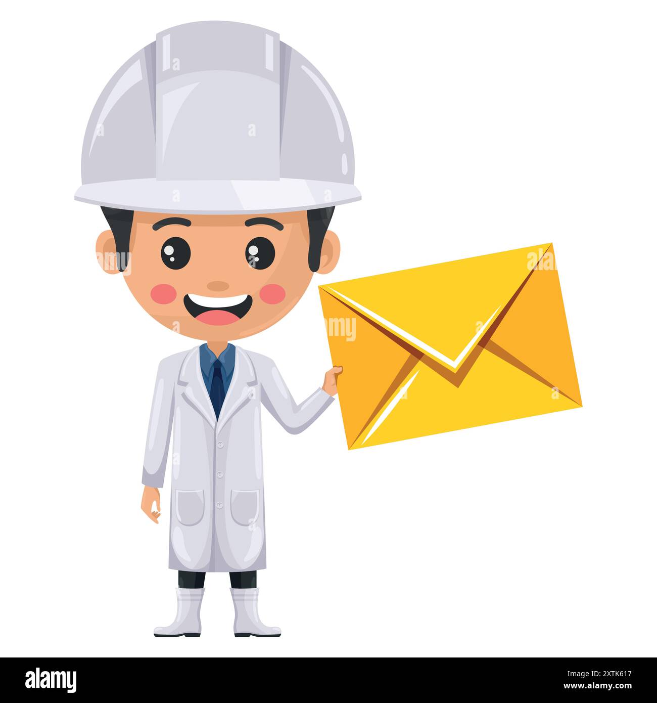 Quality control supervisor with letter envelope for email. Food ...