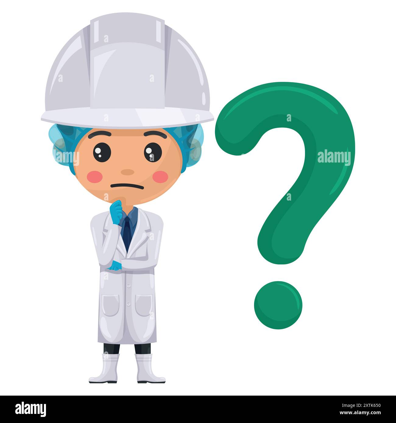 Quality control supervisor expressing doubt, uncertainty with giant ...