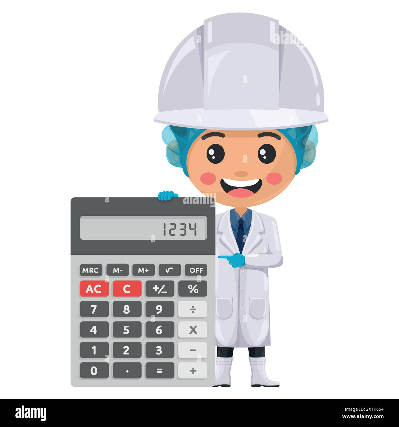 Quality control supervisor with a calculator for financial analysis ...