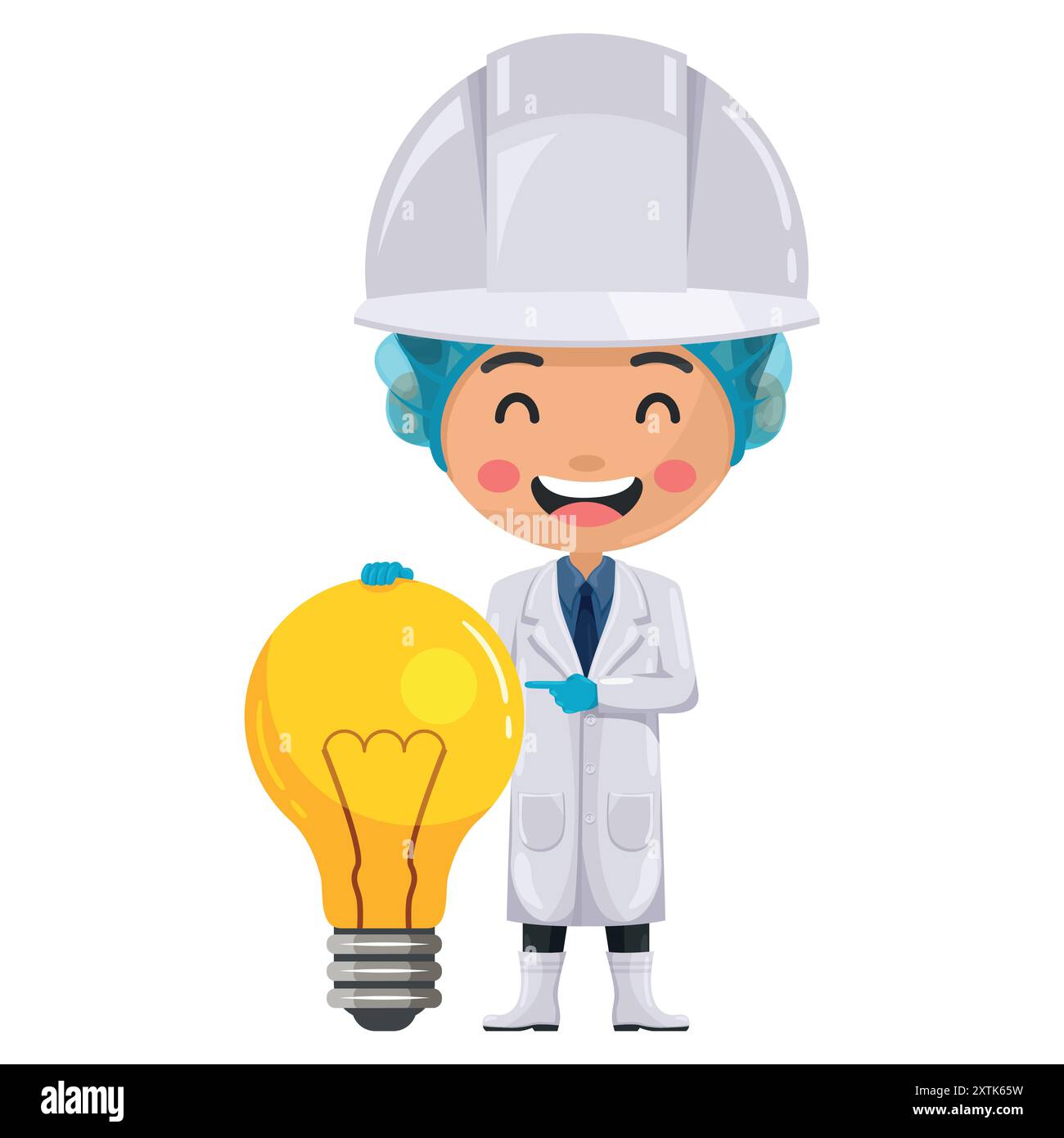 Quality control happy supervisor with a light bulb. Food industry ...