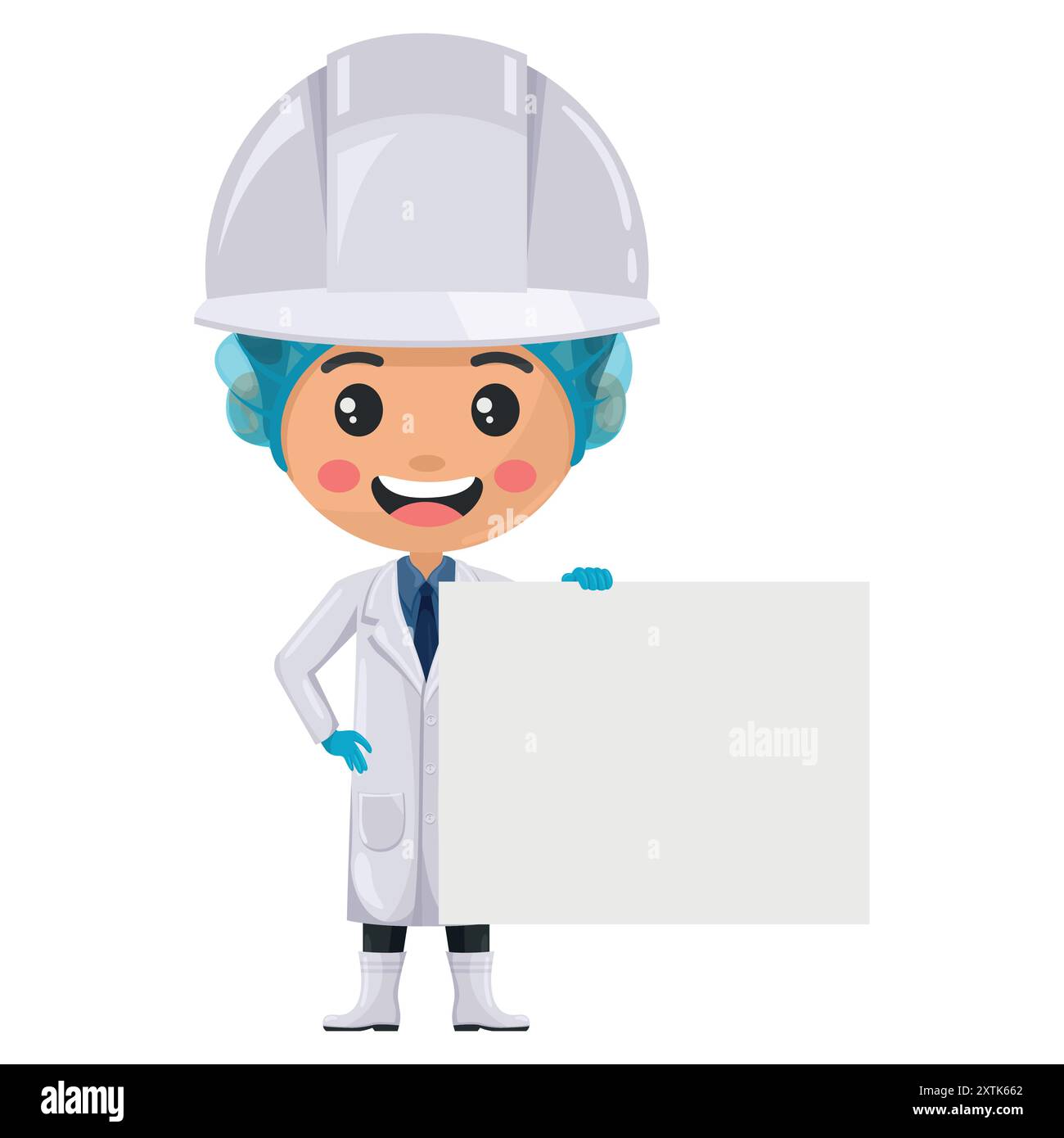 Supervisor smiling holding a banner with space for text for advertising ...