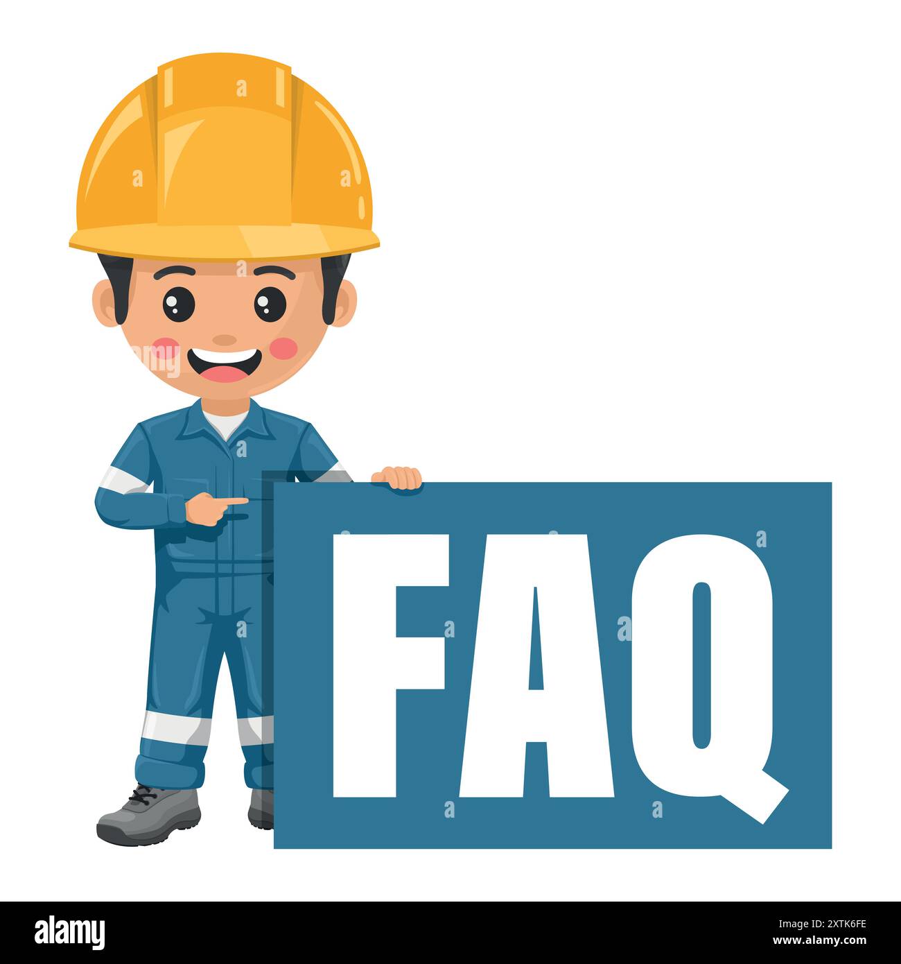 Industrial mechanic worker withwith giant FAQ letters. Frequently asked ...