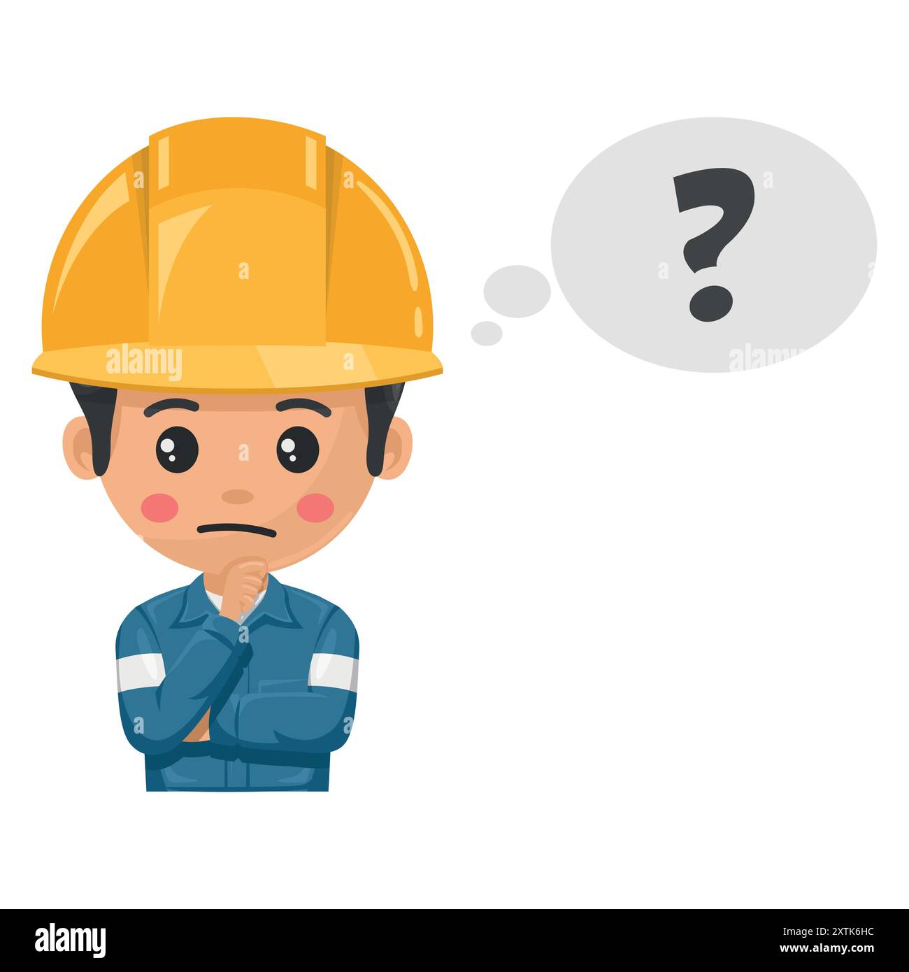 Engineer thinking and expressing doubt in a new industrial project. Industrial mechanic worker ...