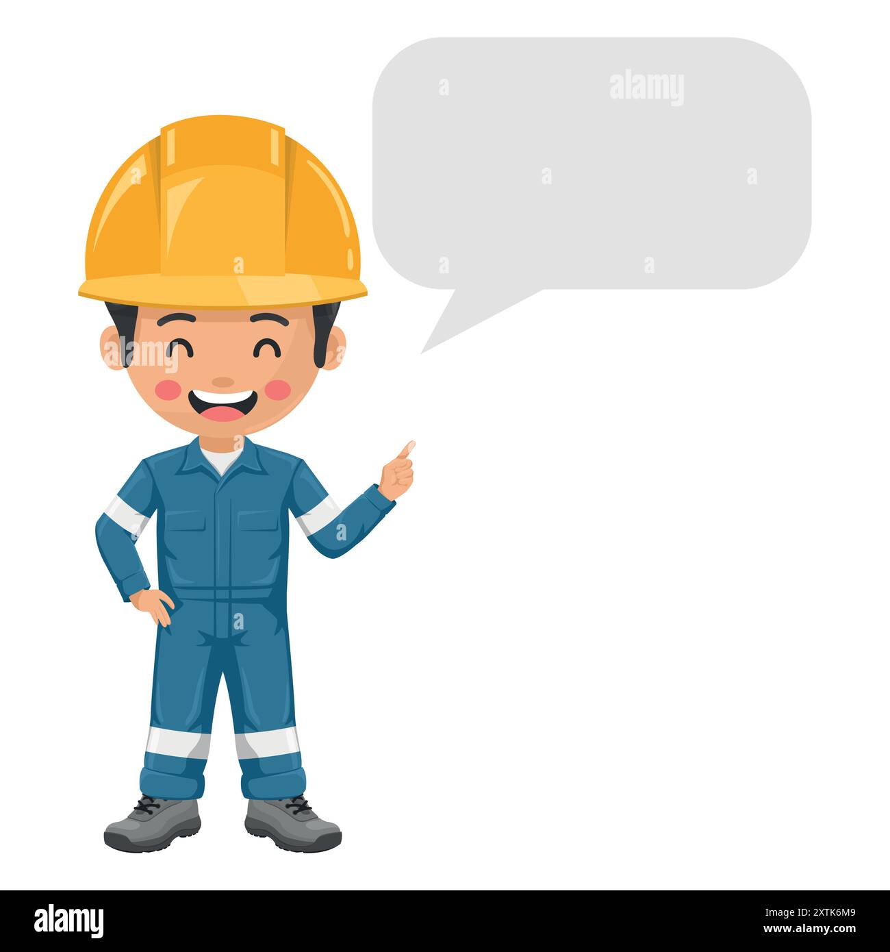 Industrial mechanic worker with his personal protective equipment with dialog box vignette with ...