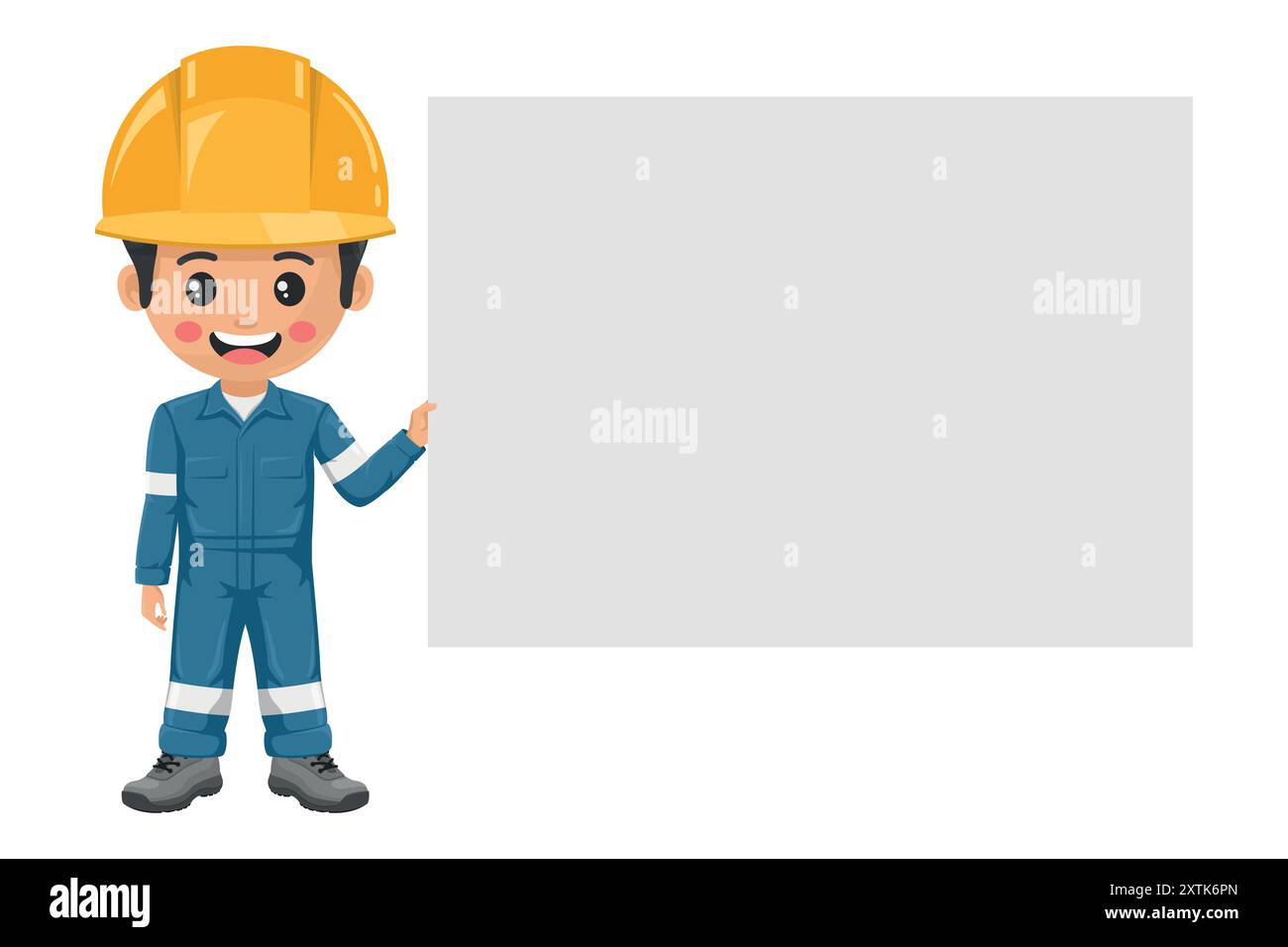 Industrial mechanic worker with his personal protective equipment holding a sign with space for ...