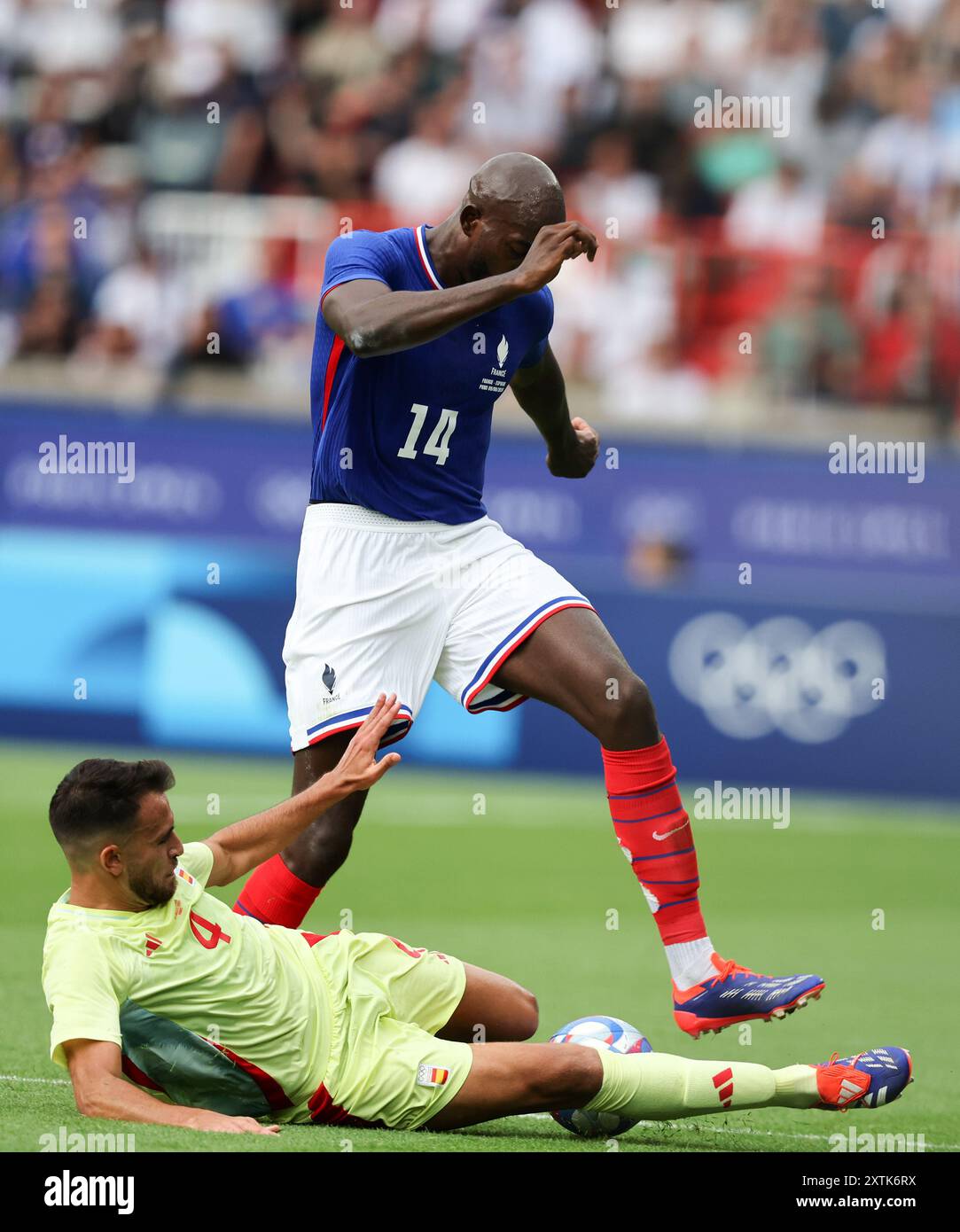 PARIS, FRANCE - AUGUST 09: Jean Philippe Mateta of Team France vies ...