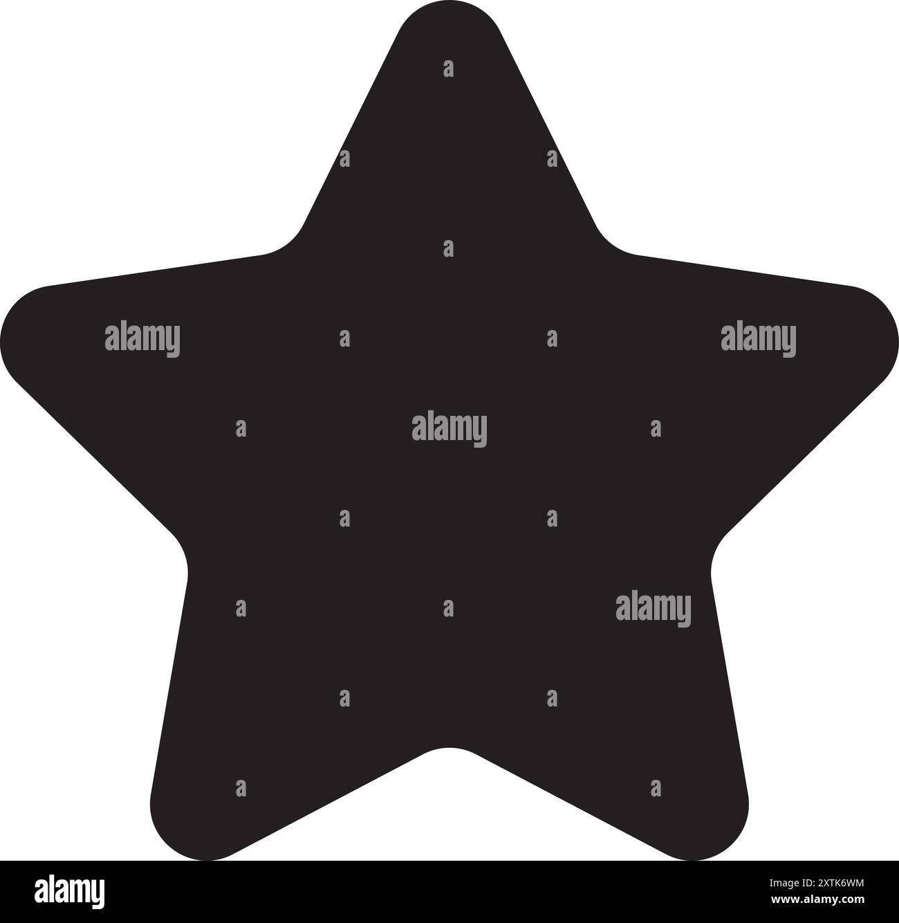 Star vector with rounded edges shape, isolated black color object ...