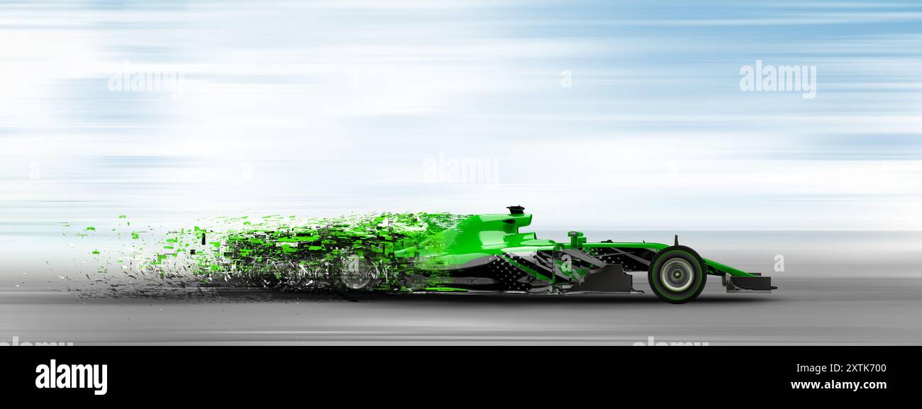 racing cars moving a high speed with motion blur. 3d rendering Stock ...