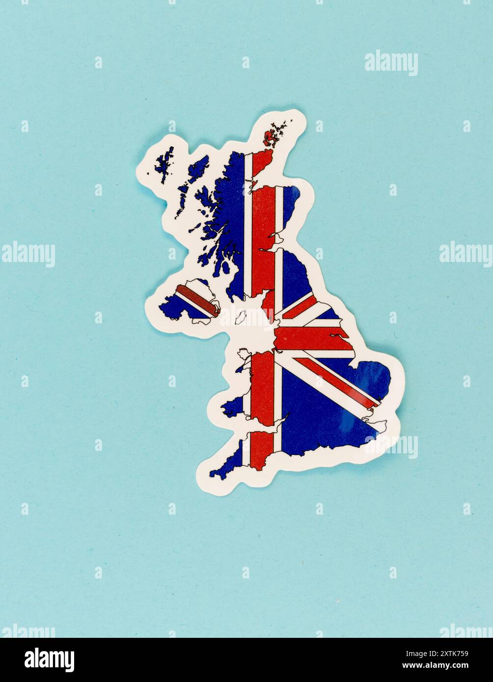 United Kingdom Map with Union Jack Flag Colors on Light Blue Background ...