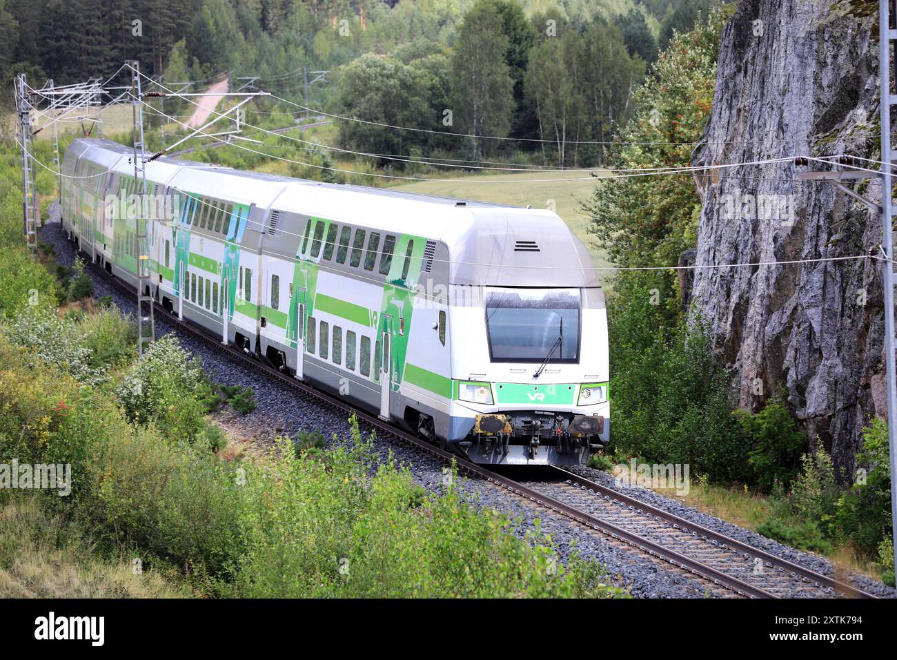 Modern VR Group Intercity electric 2 storey passenger train on the move ...