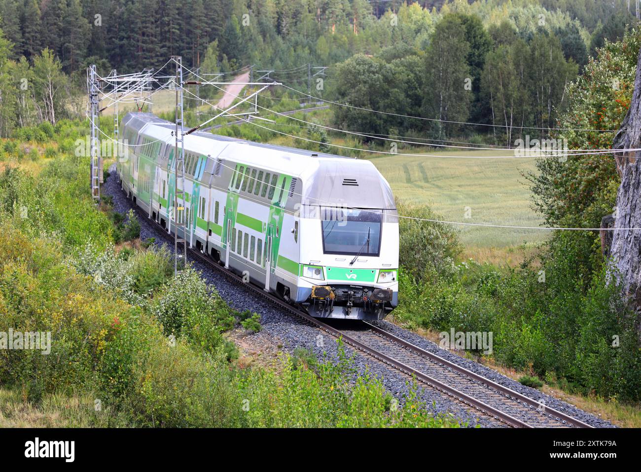 Modern VR Group Intercity electric 2 storey passenger train on the move ...