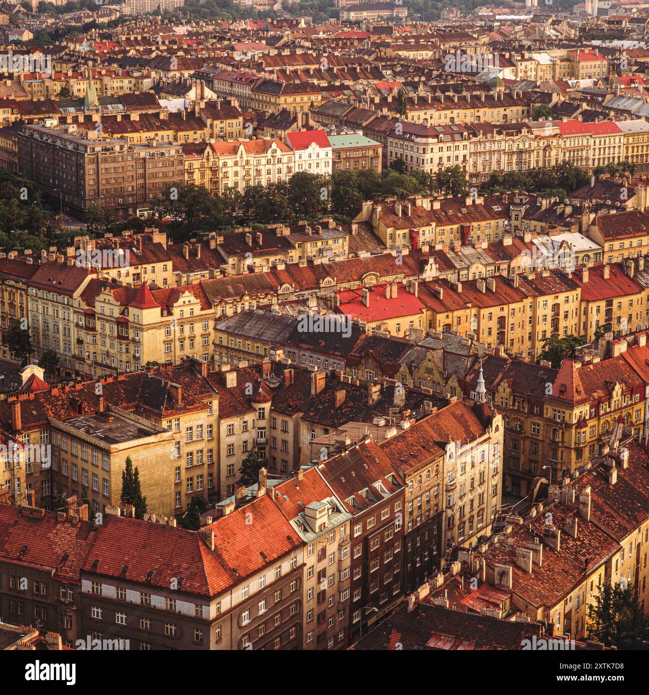 Prague city roof tops overview from radio tower, capital city of the ...