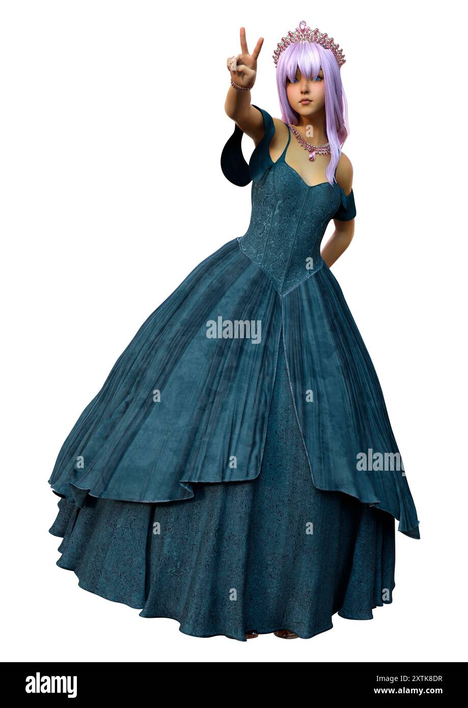 3D rendering of a beautiful fairy tale princess isolated on white ...