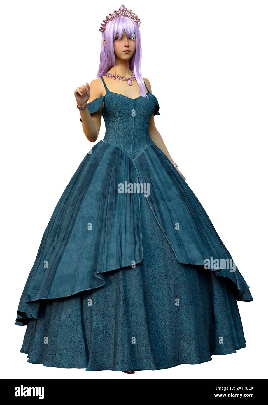 3D rendering of a beautiful fairy tale princess isolated on white ...