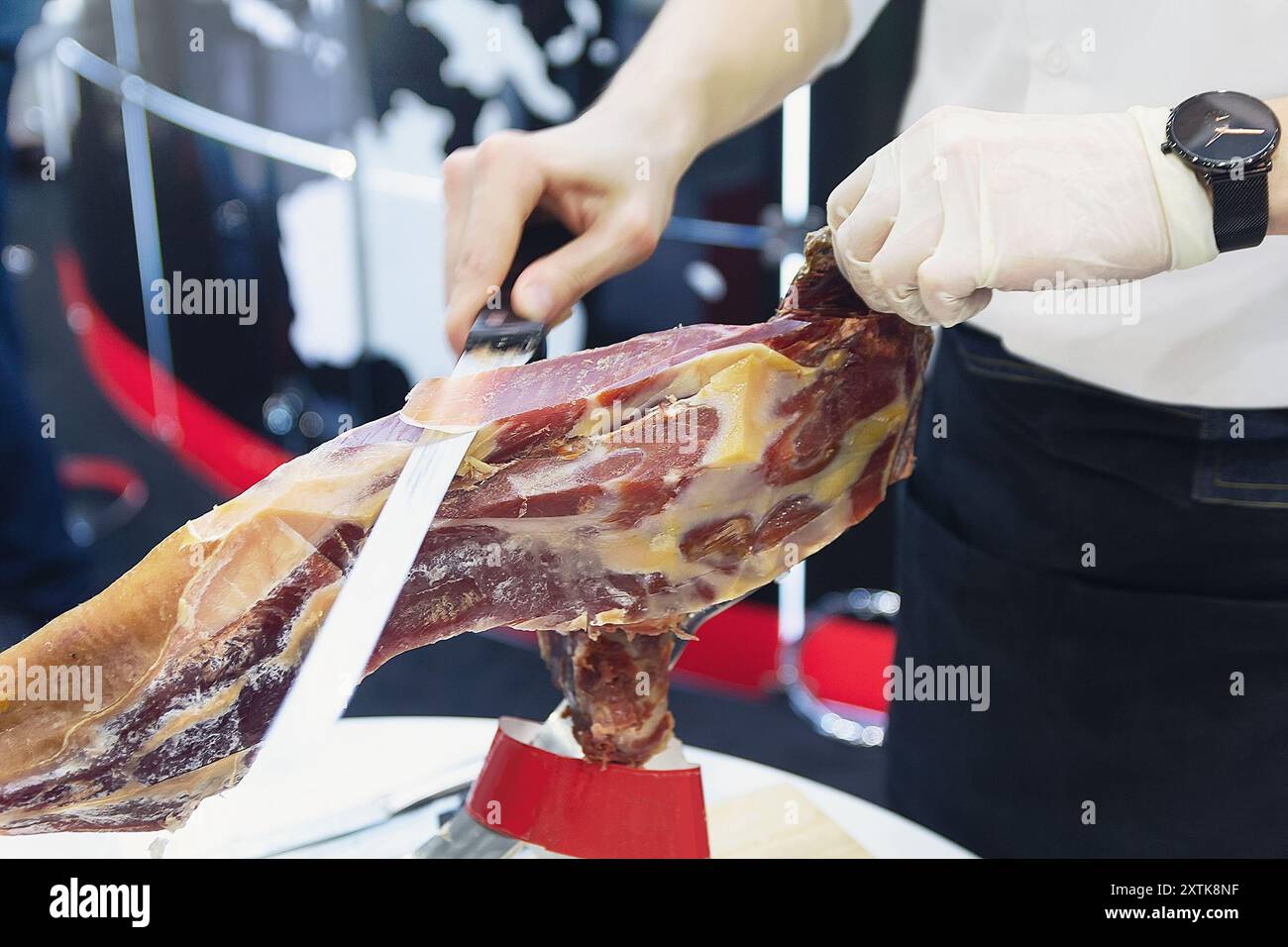 Cutting beef chef knife close hi-res stock photography and images - Alamy