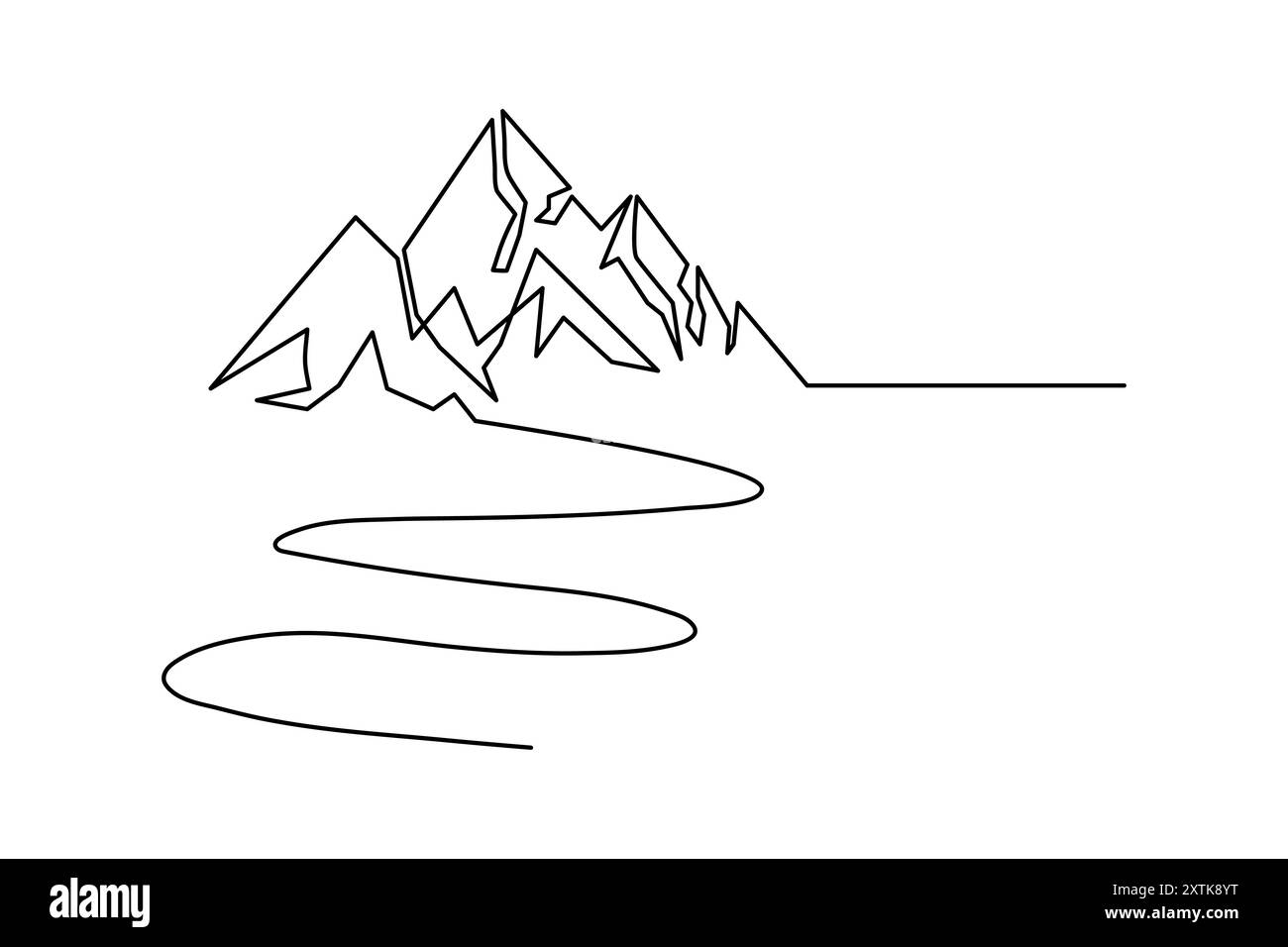 Mountain continuous one line drawing of isolated outline vector icon ...
