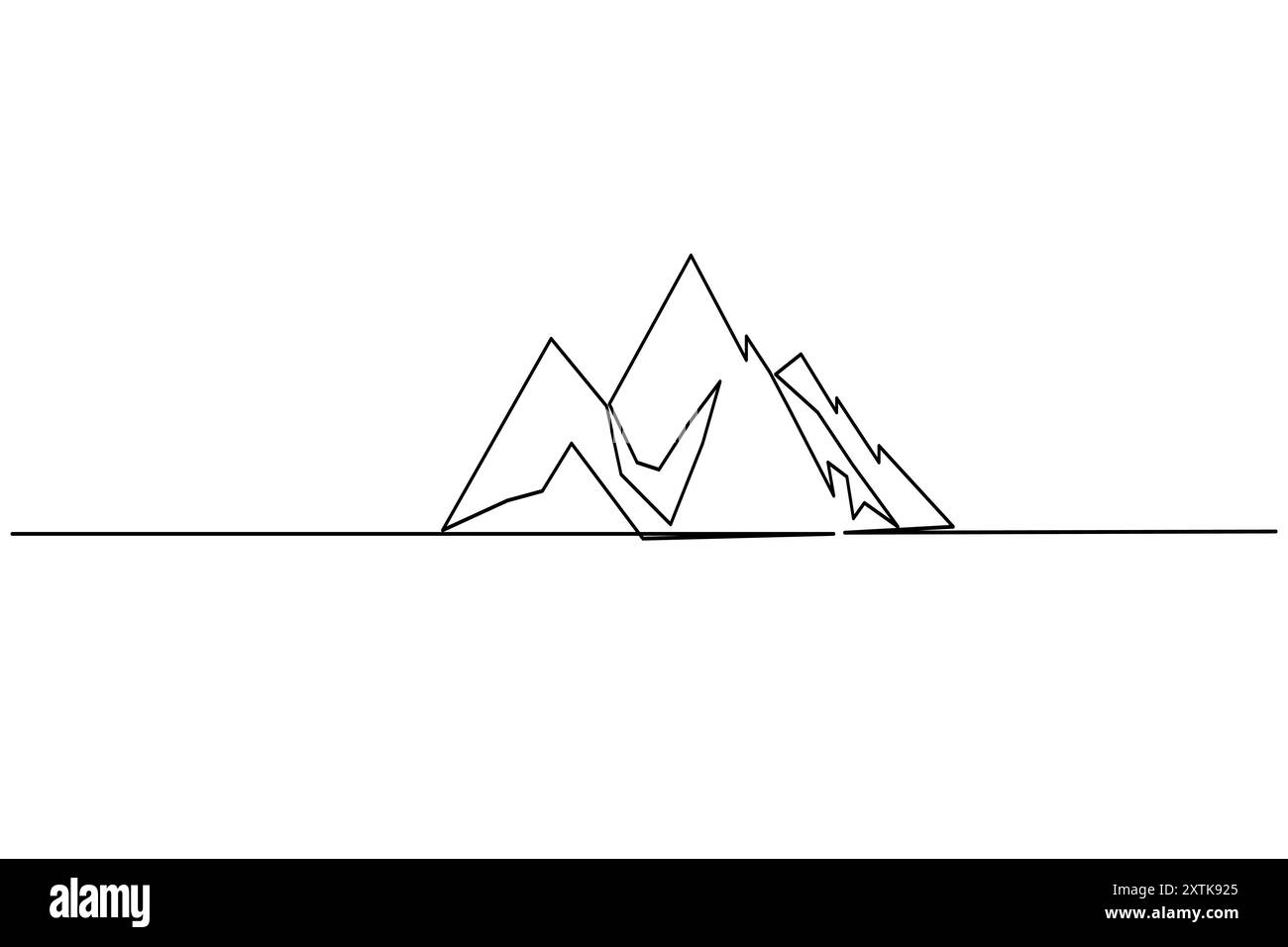 Mountain continuous one line drawing of isolated outline vector icon ...