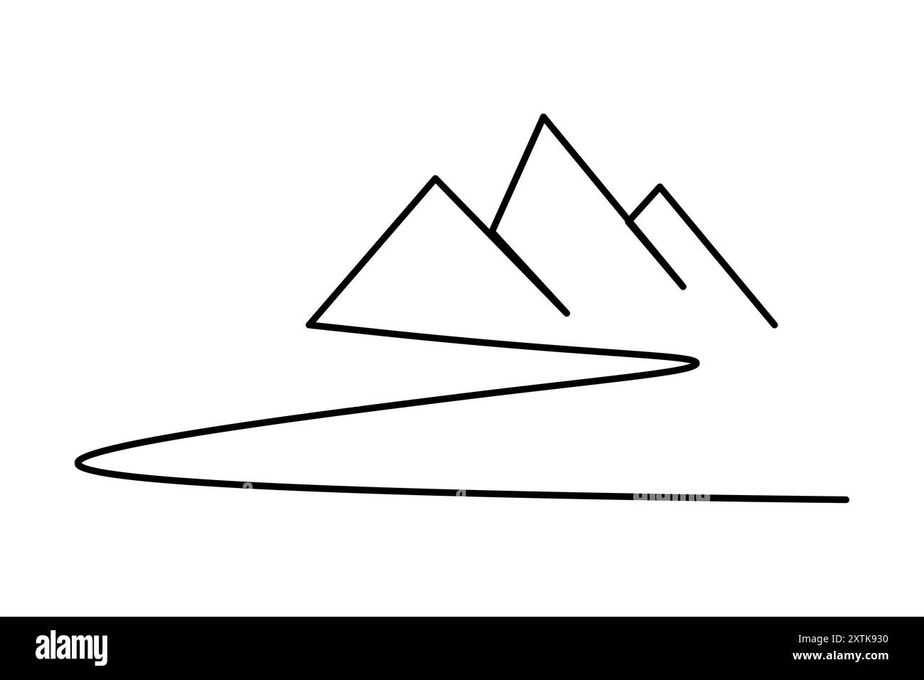 Mountain continuous one line drawing of isolated outline vector icon ...