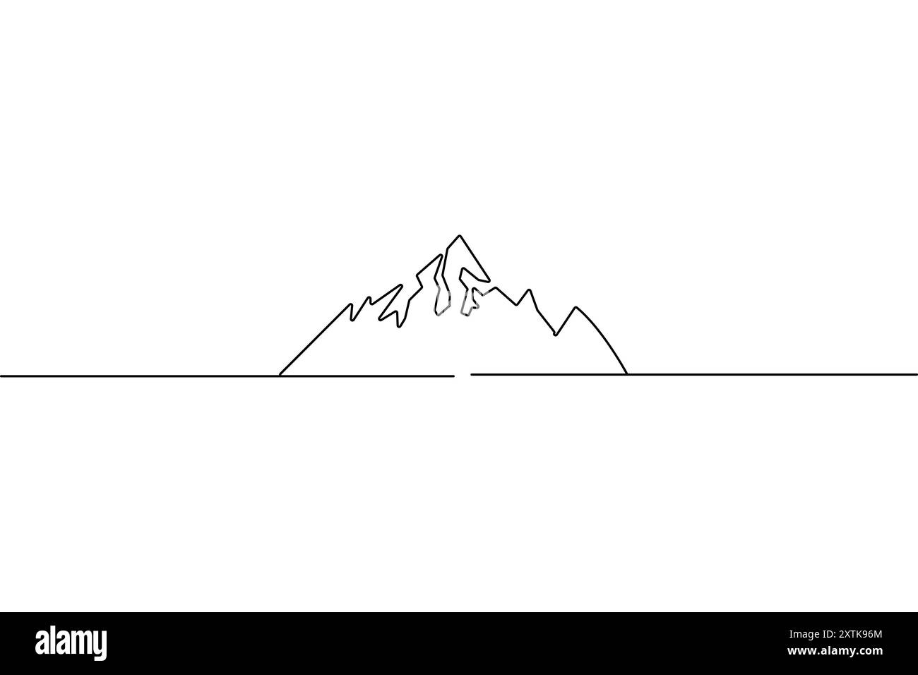 Mountain continuous one line drawing of isolated outline vector icon ...