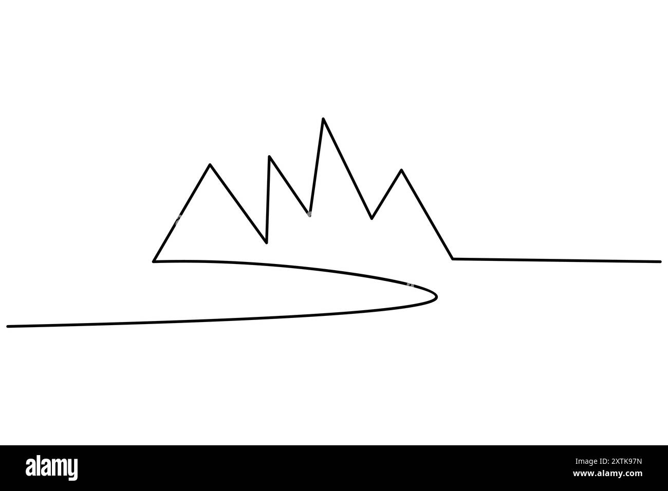 Mountain continuous one line drawing of isolated outline vector icon ...