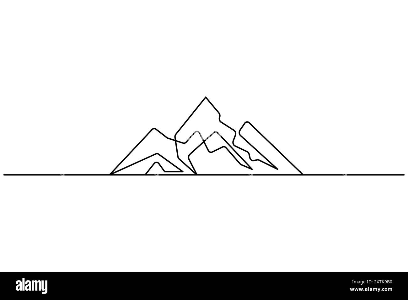 Mountain continuous one line drawing of isolated outline vector icon ...