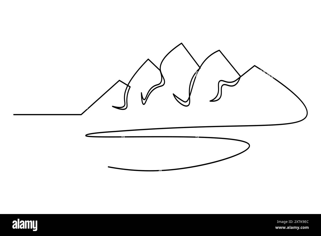 Mountain continuous one line drawing of isolated outline vector icon ...