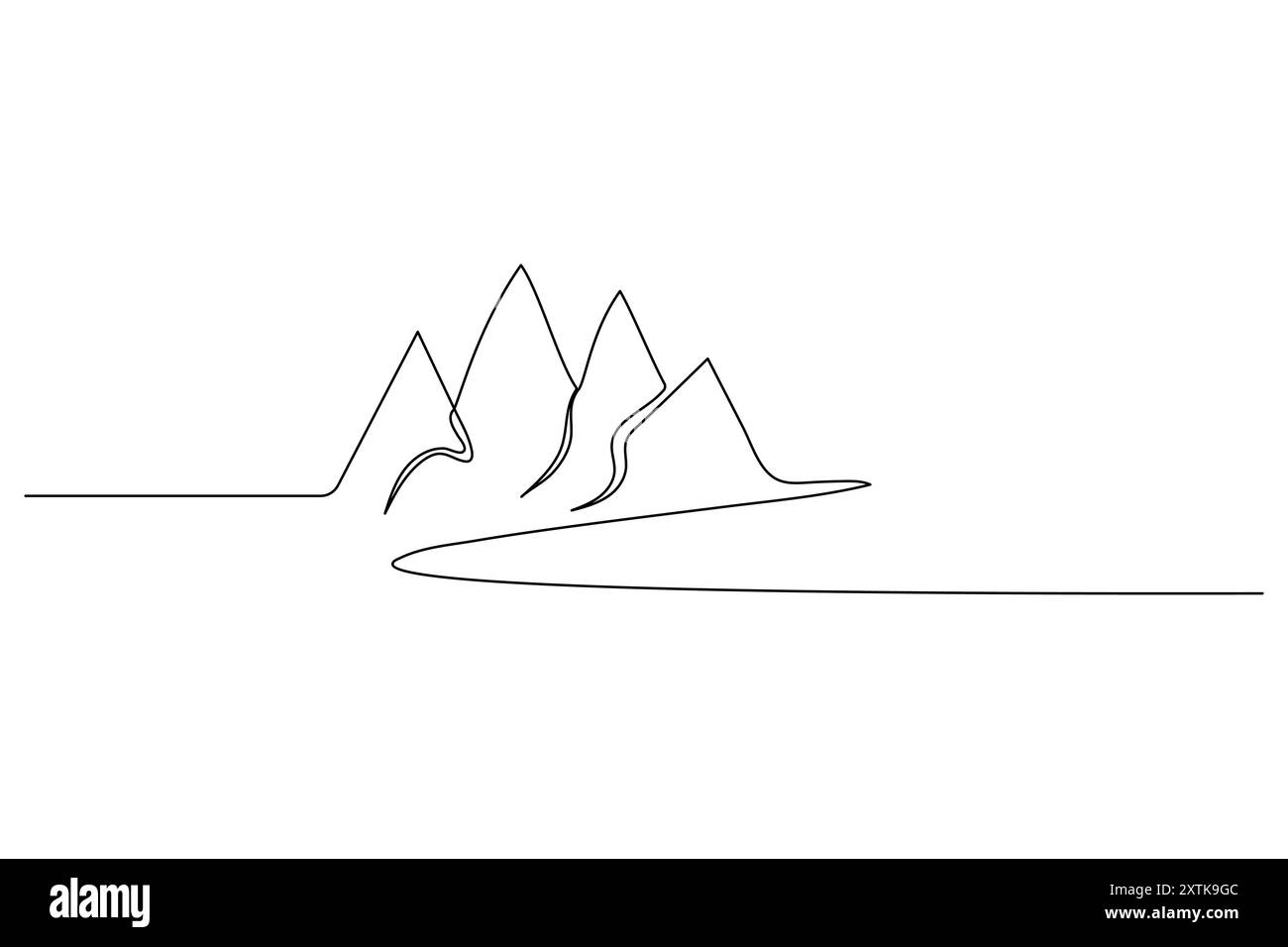 Mountain continuous one line drawing of isolated outline vector icon ...
