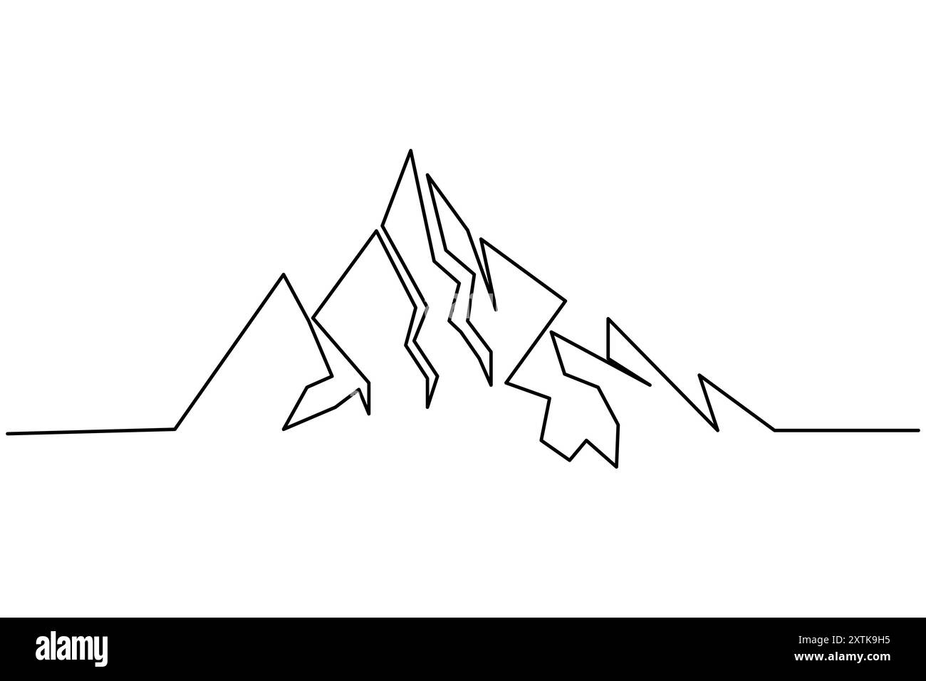 Mountain continuous one line drawing of isolated outline vector icon ...