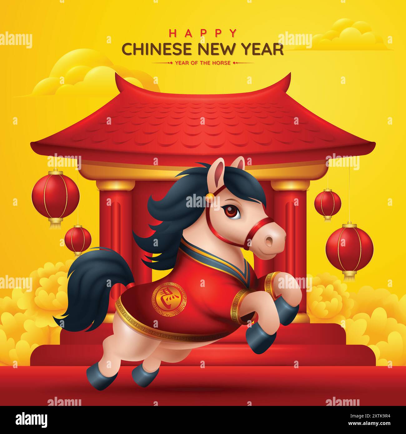 Chinese New Year 2026 background, Cute 3d horse with pagoda and lantern ... Chinese New Year 2026 background, Cute 3d horse with pagoda and lantern ...