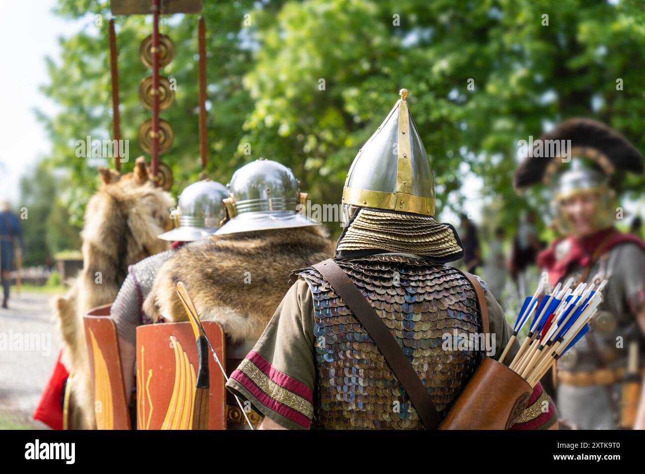 Row of Roman soldiers with different equipment Stock Photo - Alamy