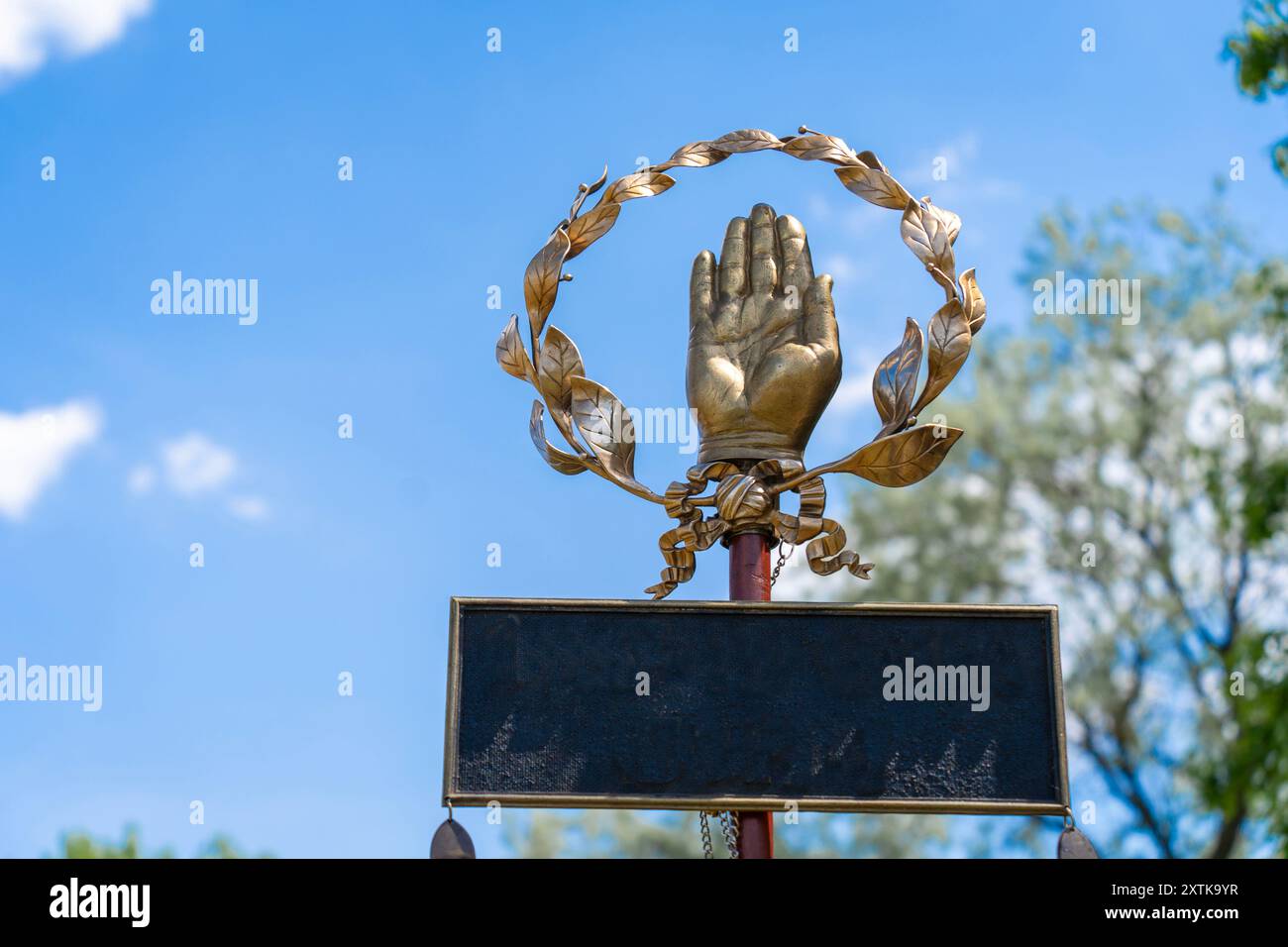 Ancient roman legion flag with symbols with blue sky in the background ...