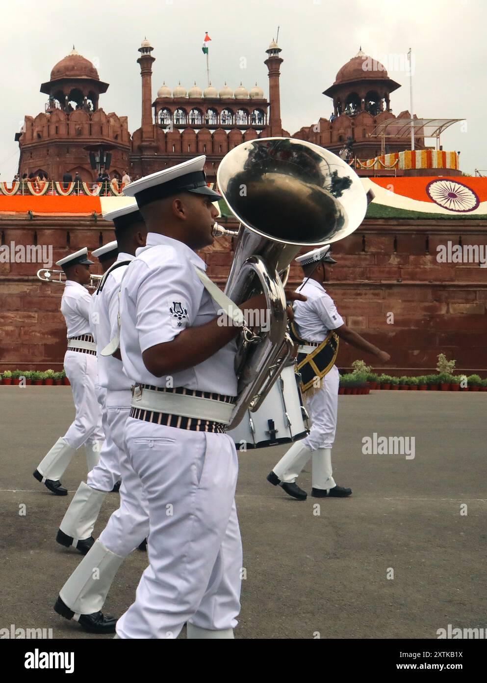 India - 15 Aug 2024, Indian Naval Force band march during the 78th ...