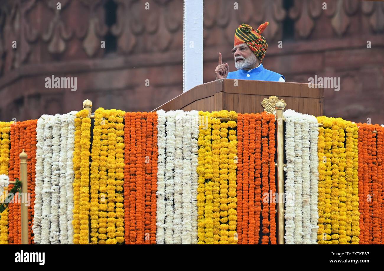 New Delhi, India. 15th Aug, 2024. India's Prime Minister Narendra Modi ...