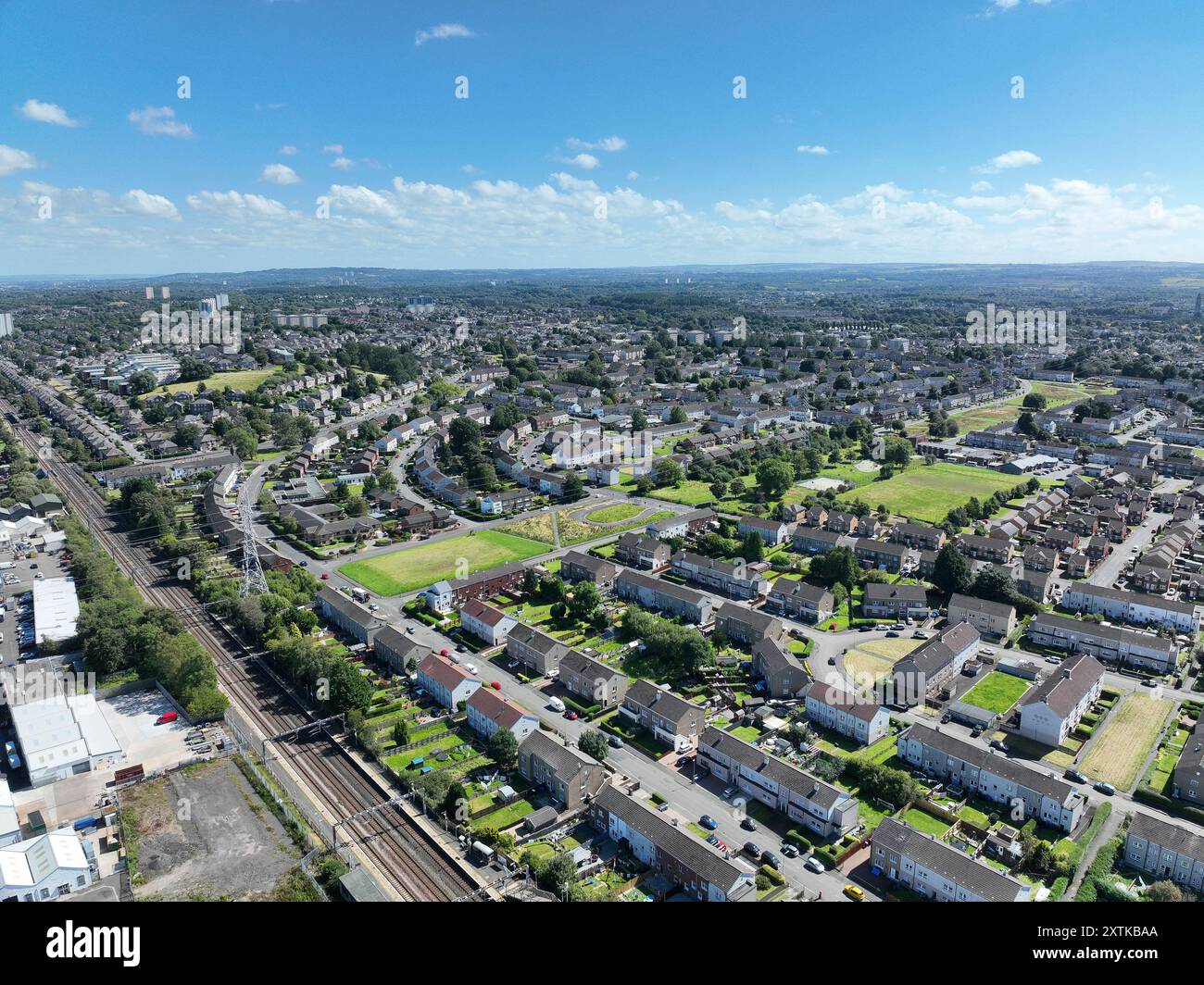 Aerial drone view of Penilee suburb of Glasgow Stock Photo - Alamy