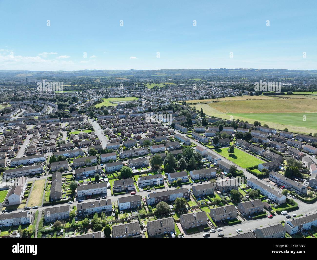 Aerial drone view of Penilee suburb of Glasgow Stock Photo - Alamy