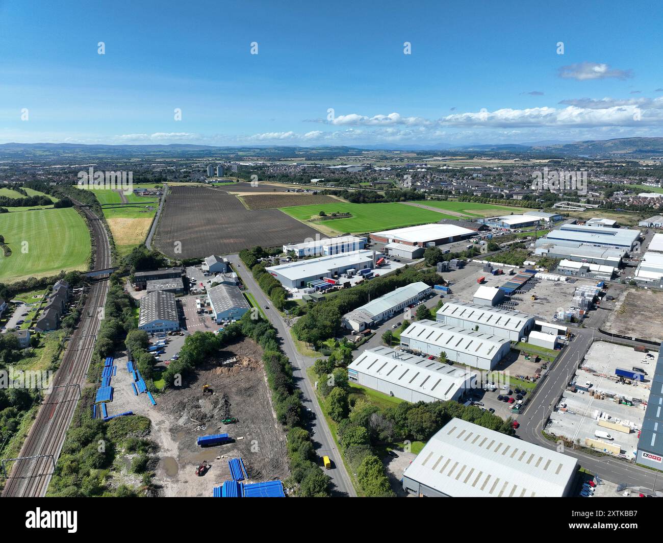 Aerial drone view of Hillington Industrial Estate Glasgow Stock Photo ...