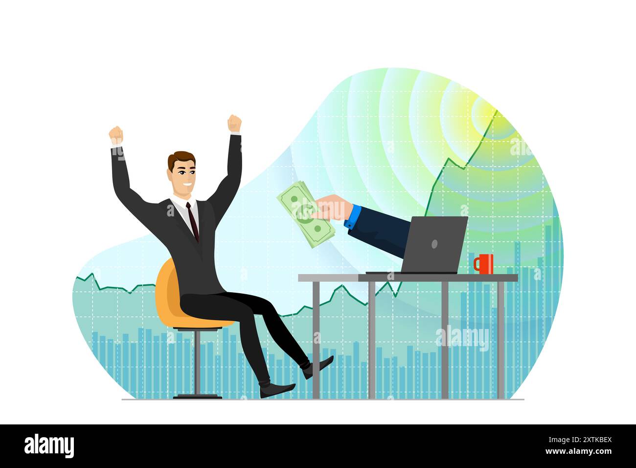 Joyful businessman growth chart hi-res stock photography and images - Alamy