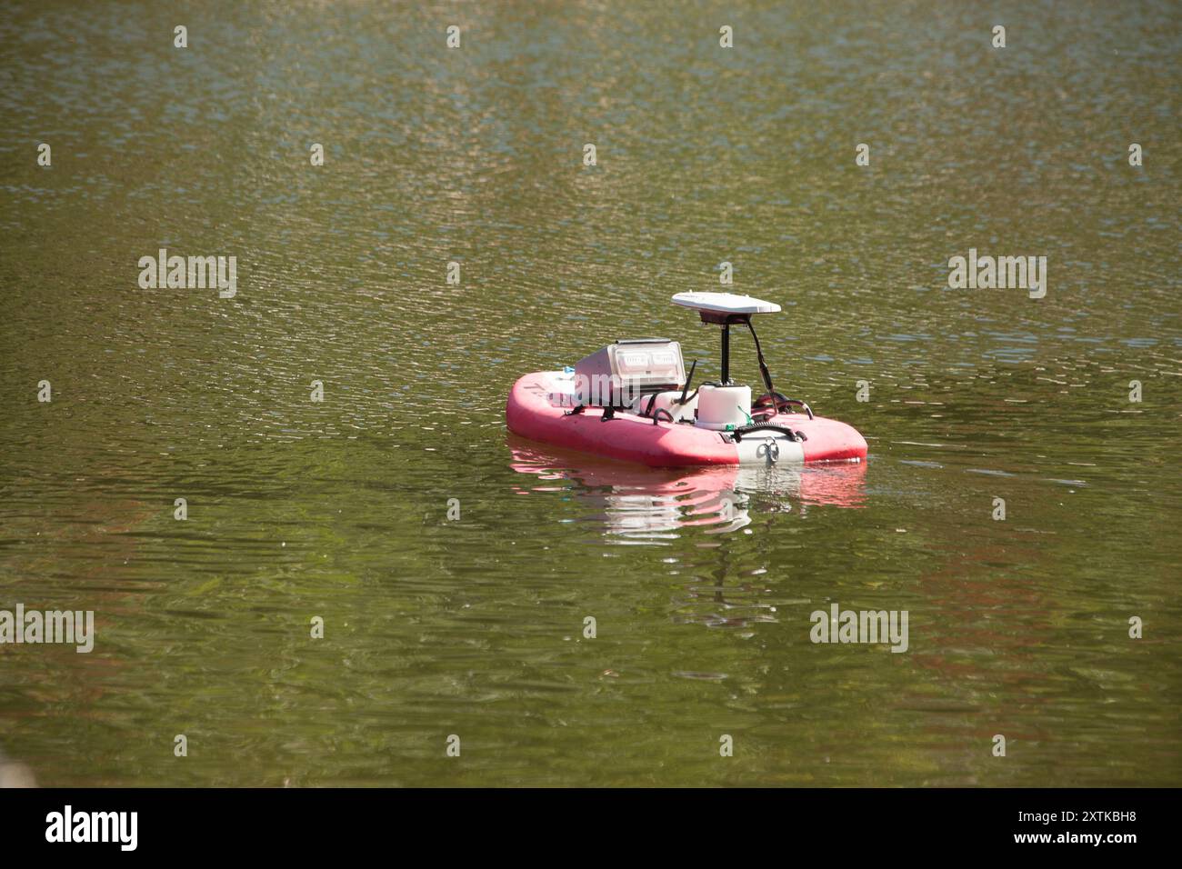 R/C boat measuring flow and velocity of river Stock Photo - Alamy