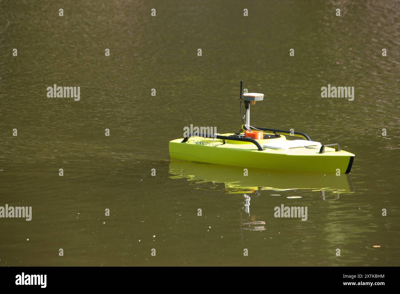 R/C boat measuring flow and velocity of river Stock Photo - Alamy