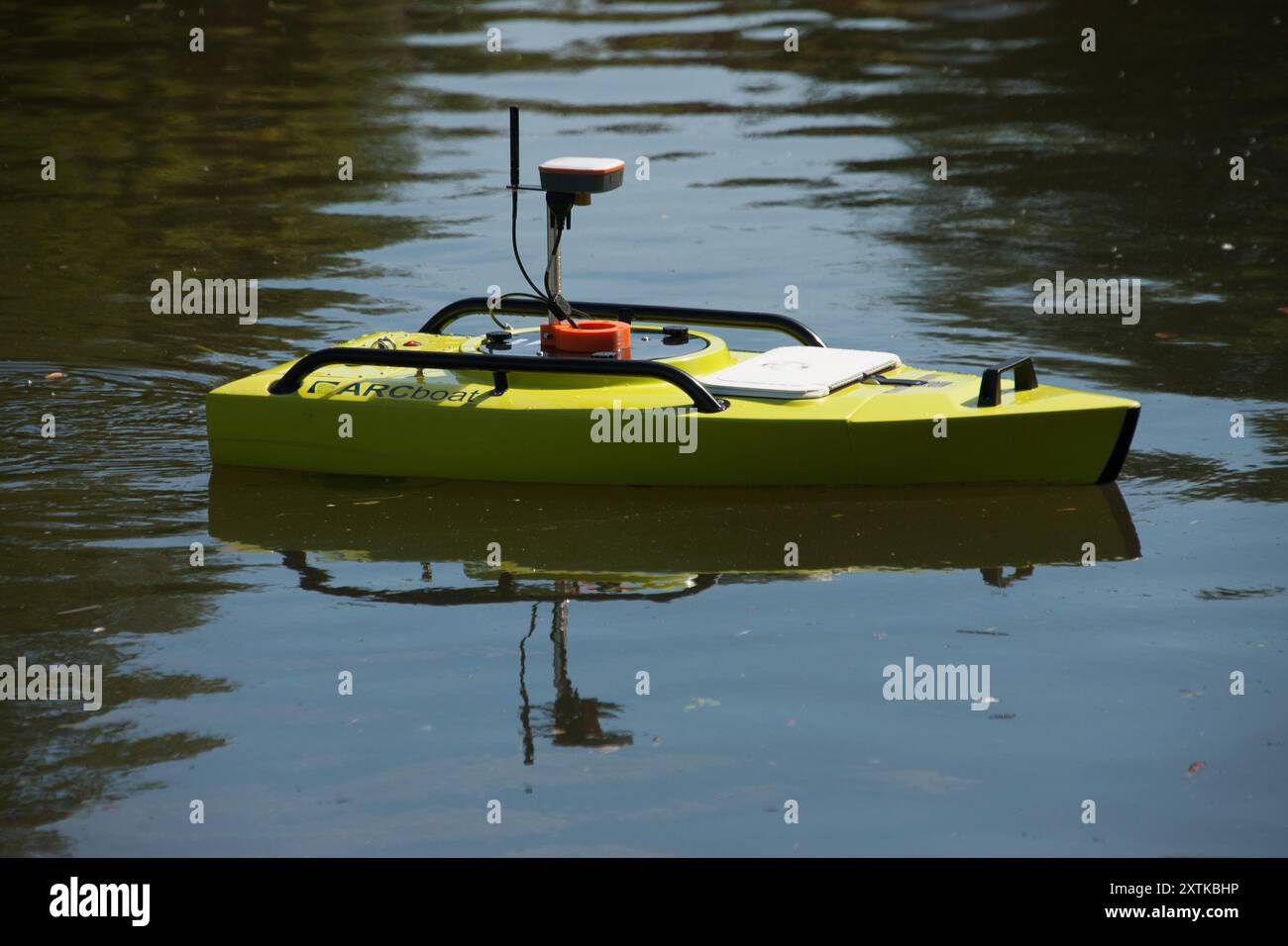 R/C boat measuring flow and velocity of river Stock Photo - Alamy