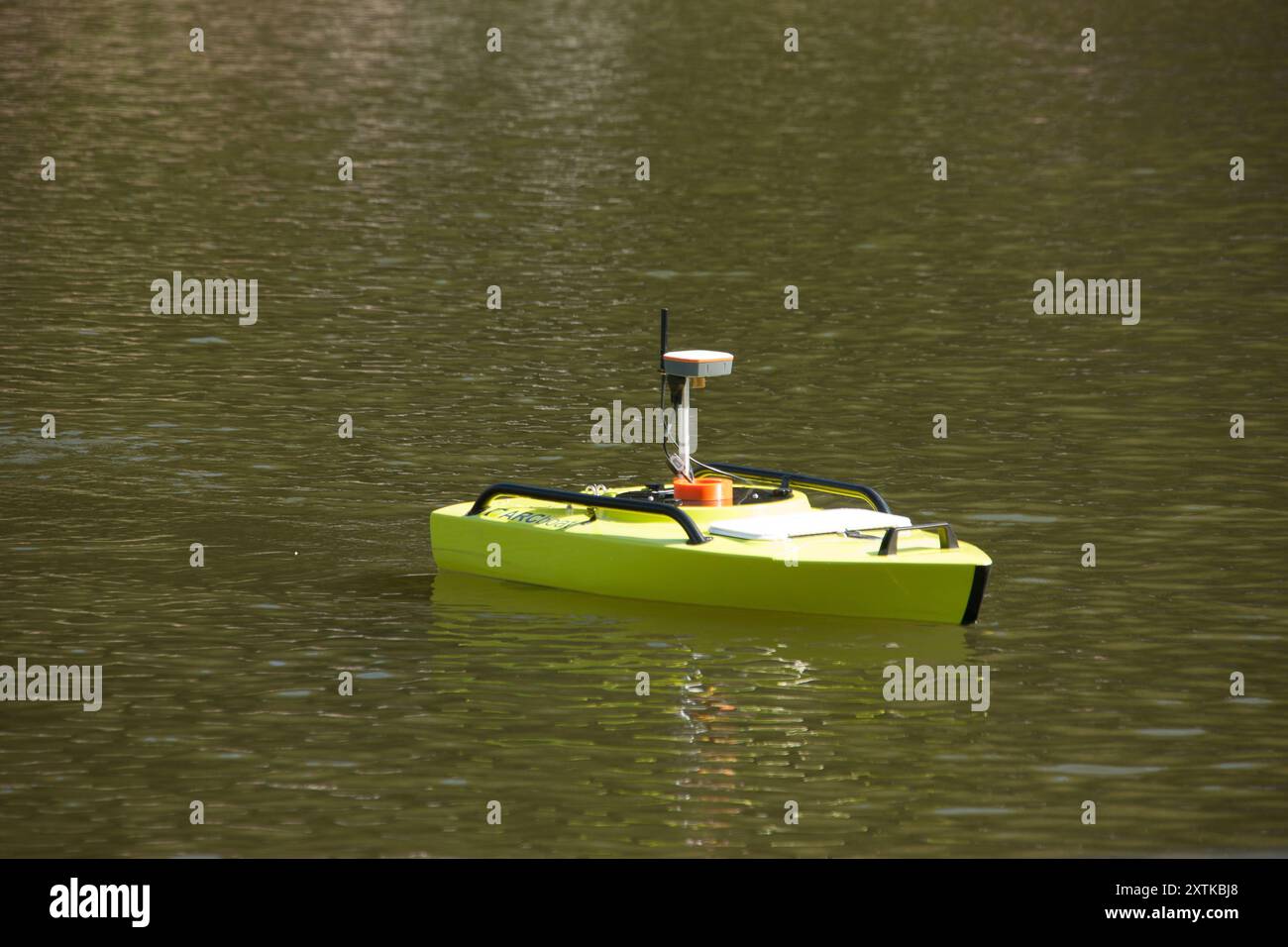 R/C boat measuring flow and velocity of river Stock Photo - Alamy