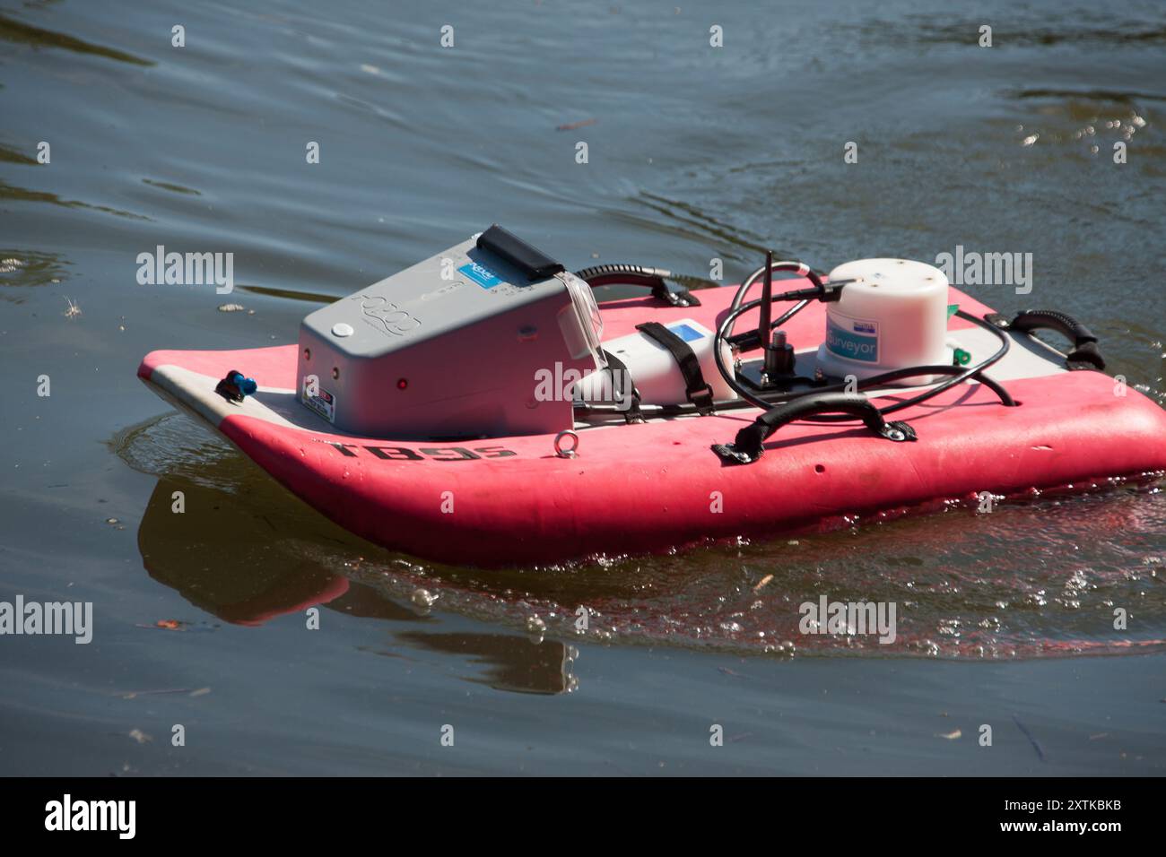 R/C boat measuring flow and velocity of river Stock Photo - Alamy