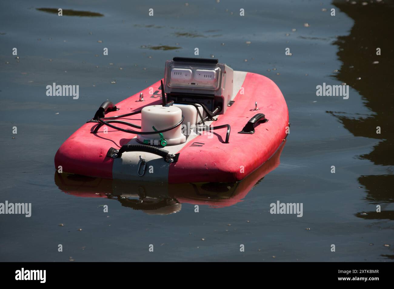 R/C boat measuring flow and velocity of river Stock Photo - Alamy