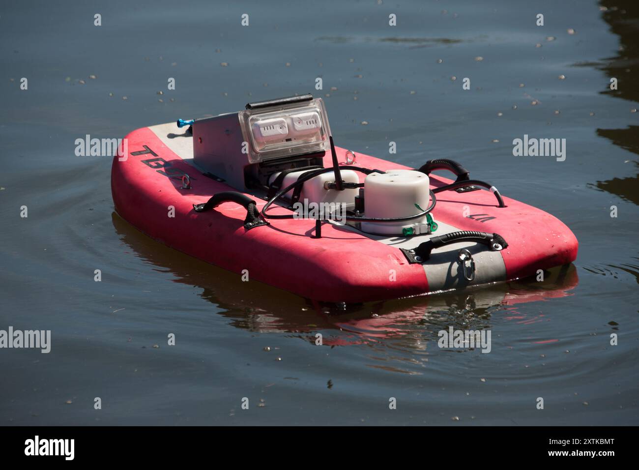 R/C boat measuring flow and velocity of river Stock Photo - Alamy