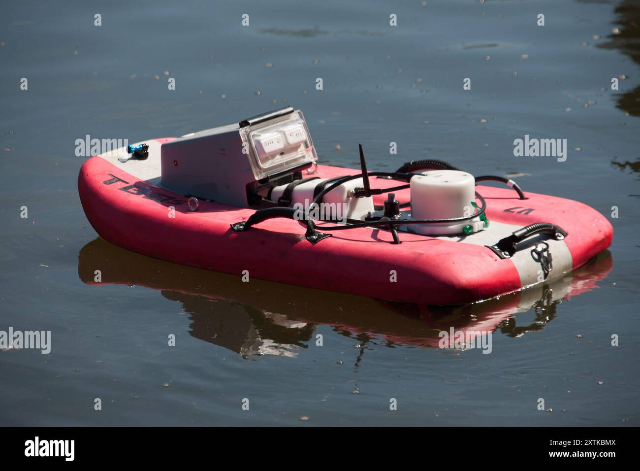 R/C boat measuring flow and velocity of river Stock Photo - Alamy