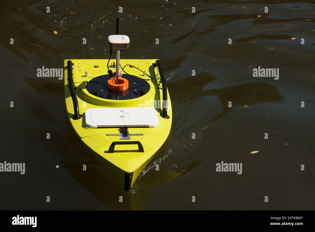 R/C boat measuring flow and velocity of river Stock Photo - Alamy