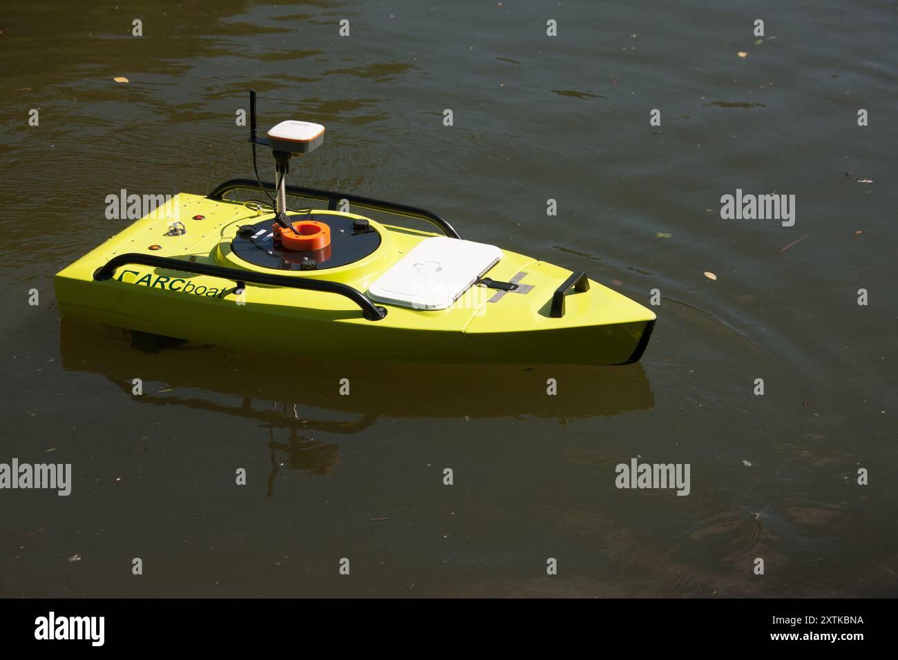 R/C boat measuring flow and velocity of river Stock Photo - Alamy