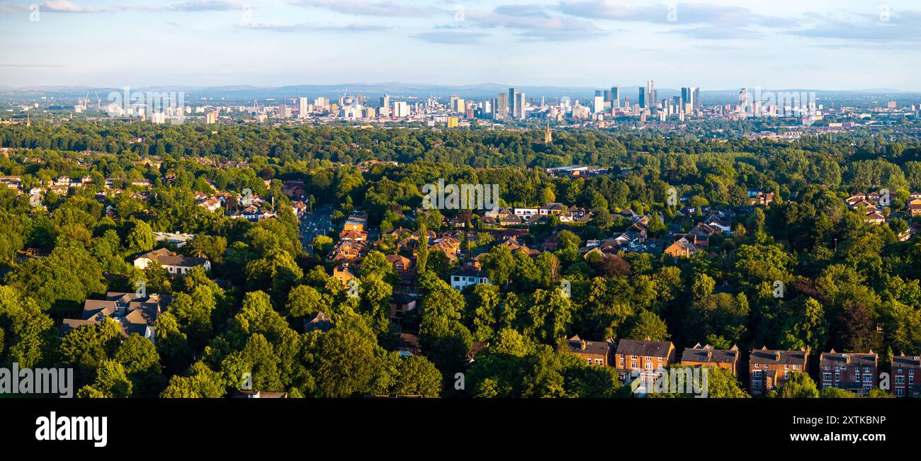 Panoramic aerial image of Manchester skyline photographed from ...