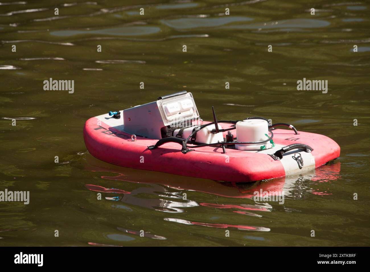 R/C boat measuring flow and velocity of river Stock Photo - Alamy